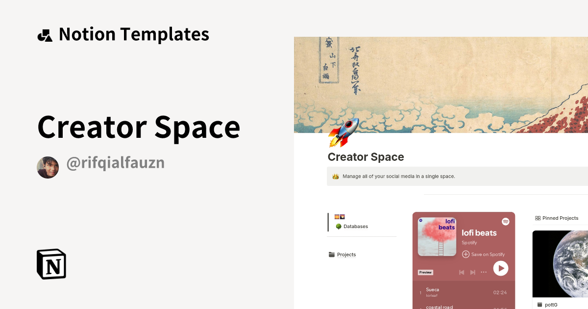 Creator Space Template by Rifqi | Notion Marketplace