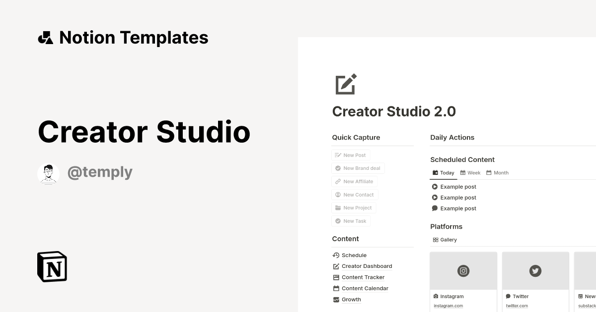 Creator Studio Template | Notion Marketplace