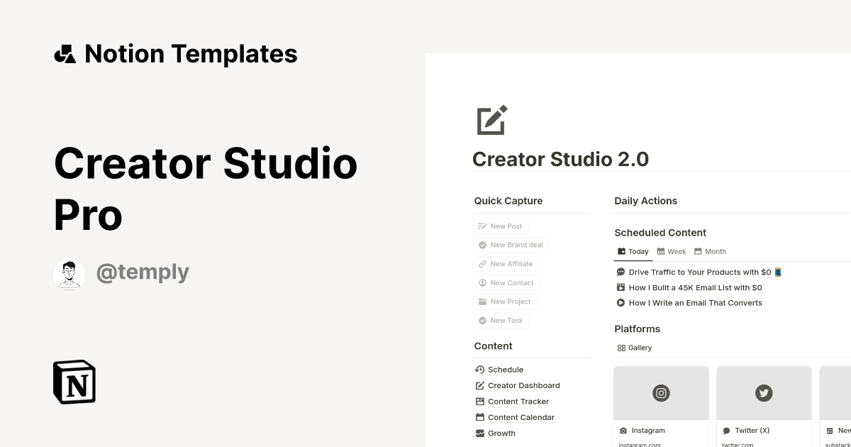 Creator Studio Pro Template | Notion Marketplace