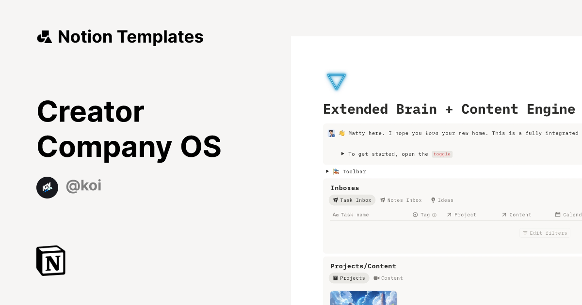 Creator Company OS Template by Koi | Notion Marketplace