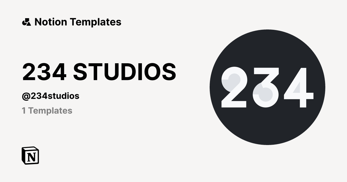 234 STUDIOS | Template Creator | Notion Marketplace
