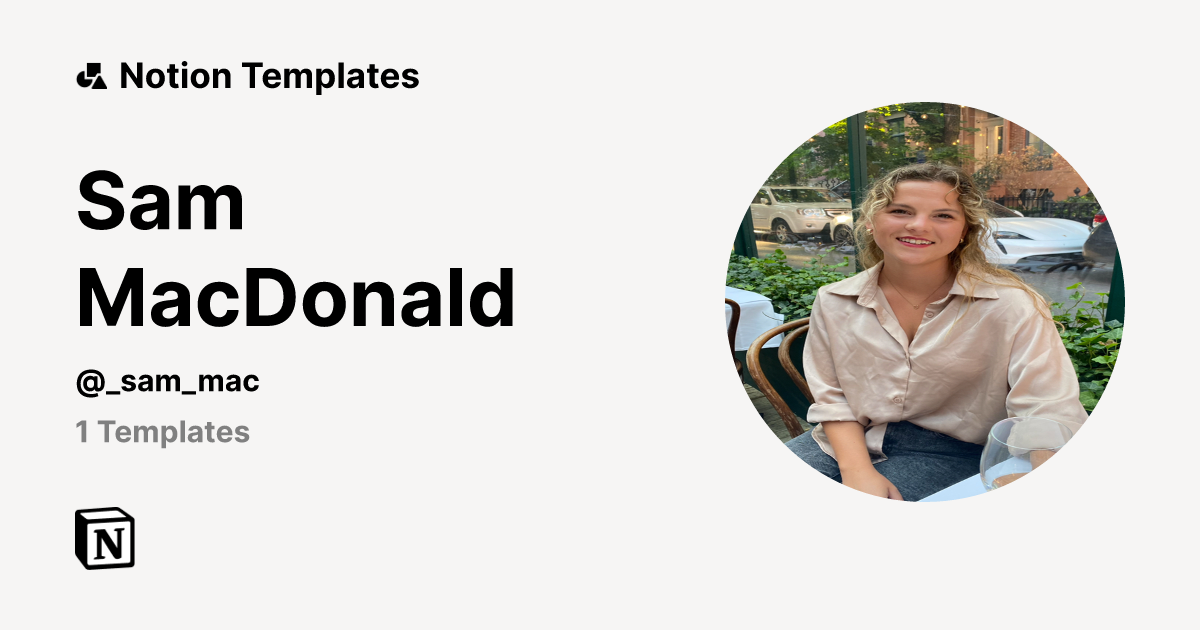 Sam MacDonald | Template Creator | Notion Marketplace