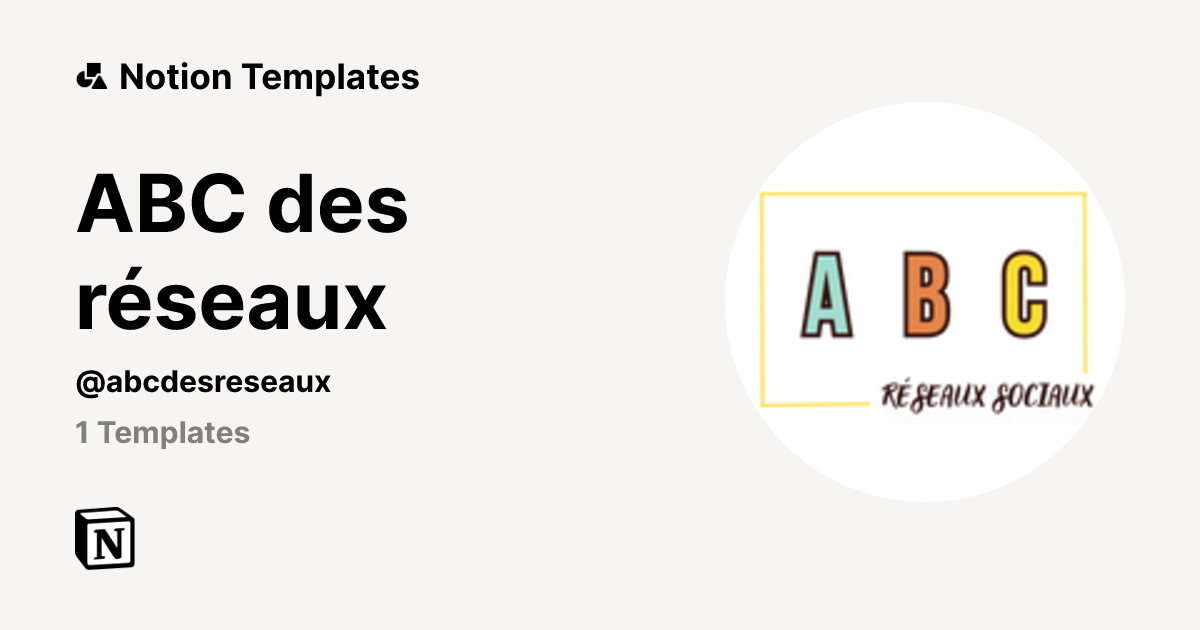 ABC des réseaux | Template Creator | Notion Marketplace