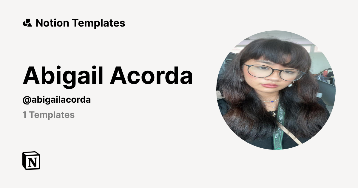 Abigail Acorda | Template Creator | Notion Marketplace