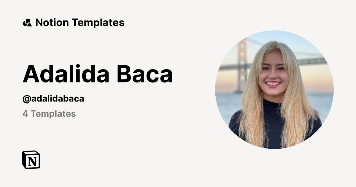 Adalida Baca | Template Creator | Notion Marketplace