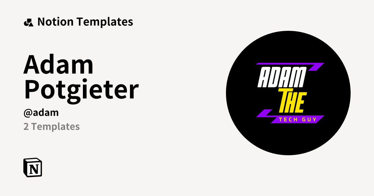 Adam Potgieter | Template Creator | Notion Marketplace