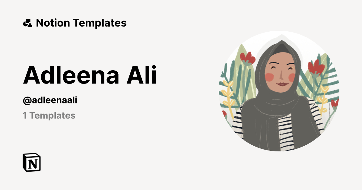 Adleena Ali | Template Creator | Notion Marketplace