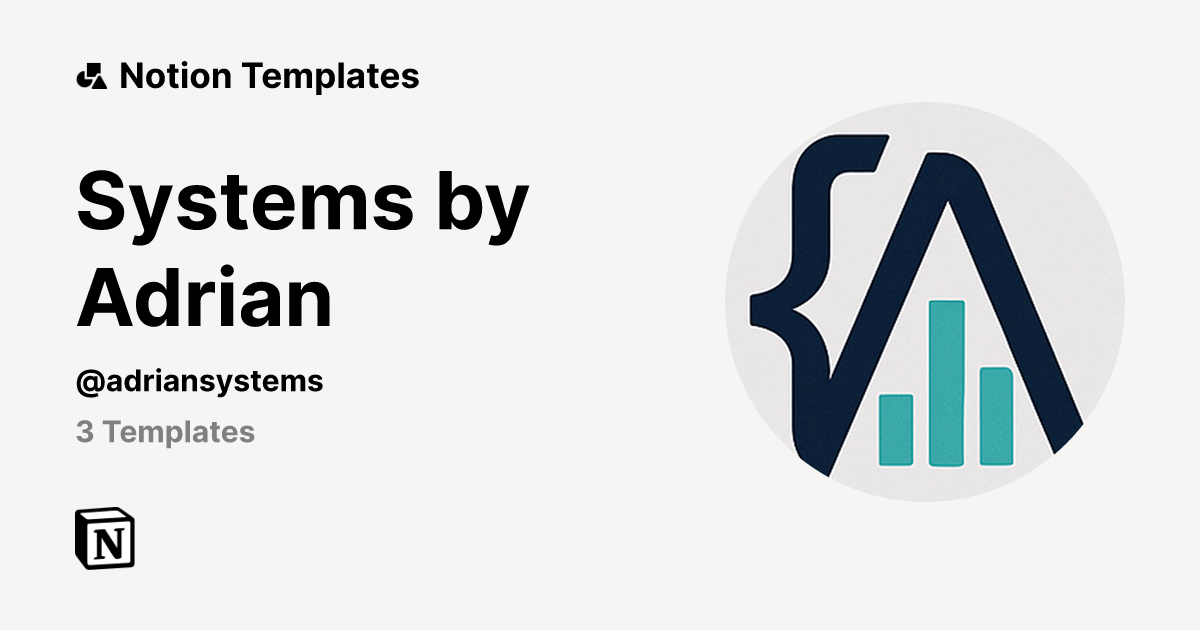 Systems by Adrian | Template Creator | Notion Marketplace