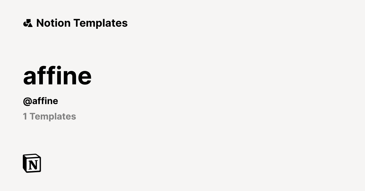 affine | Template Creator | Notion Marketplace