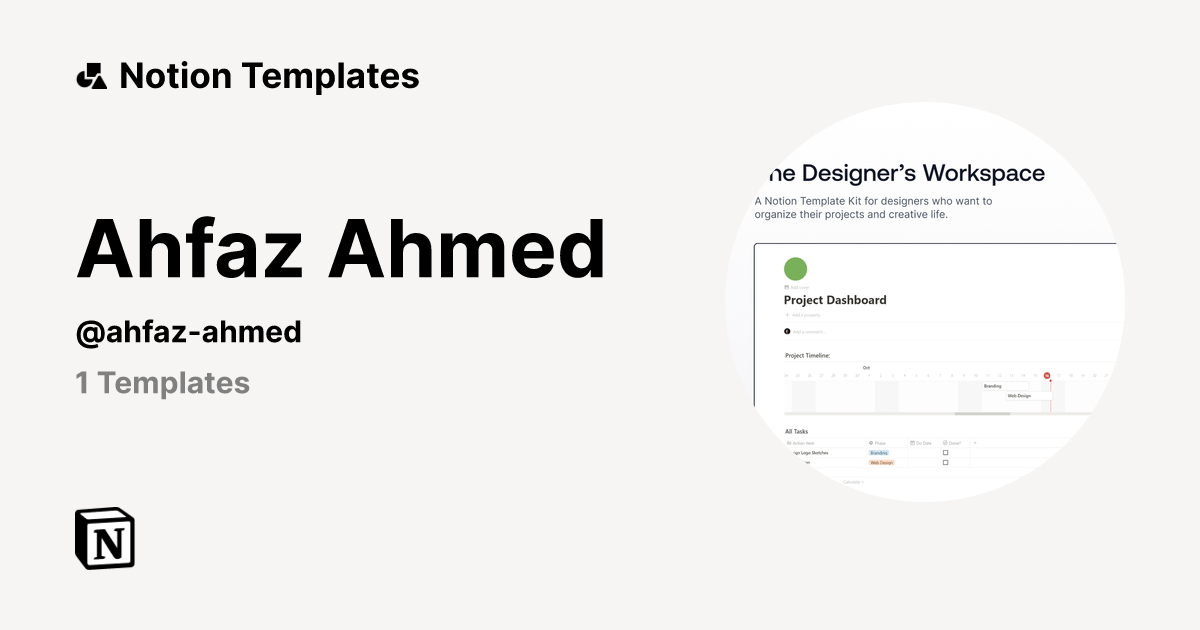 Ahfaz Ahmed | Template Creator | Notion Marketplace