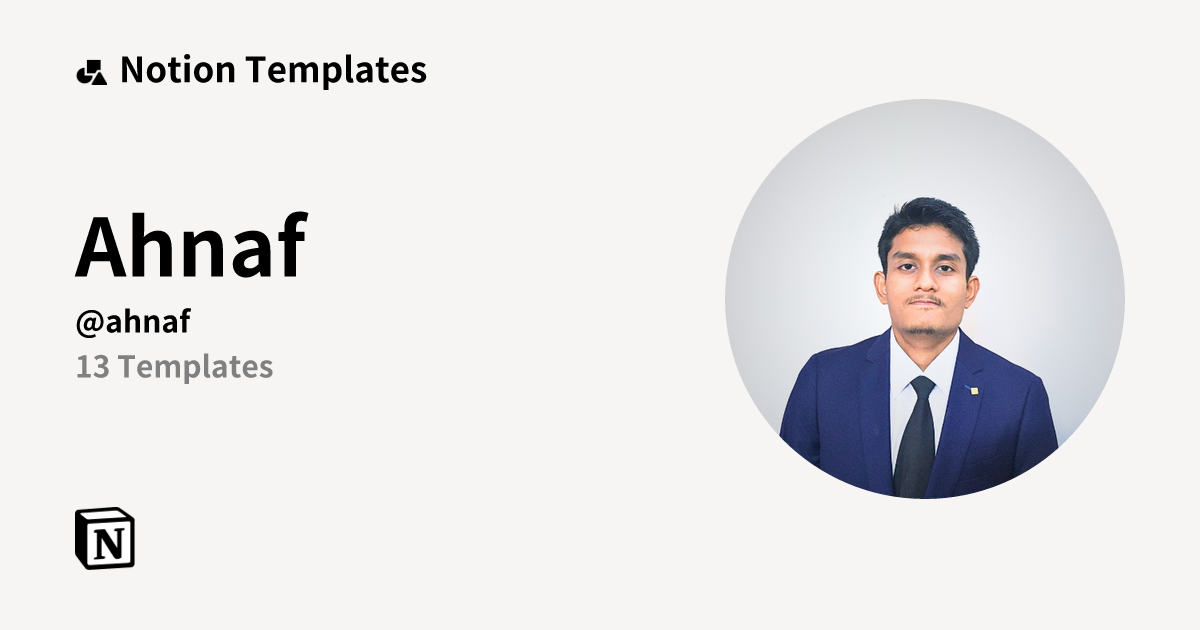 Ahnaf | Template Creator | Notion Marketplace