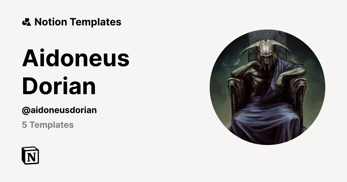 Aidoneus Dorian | Template Creator | Notion Marketplace