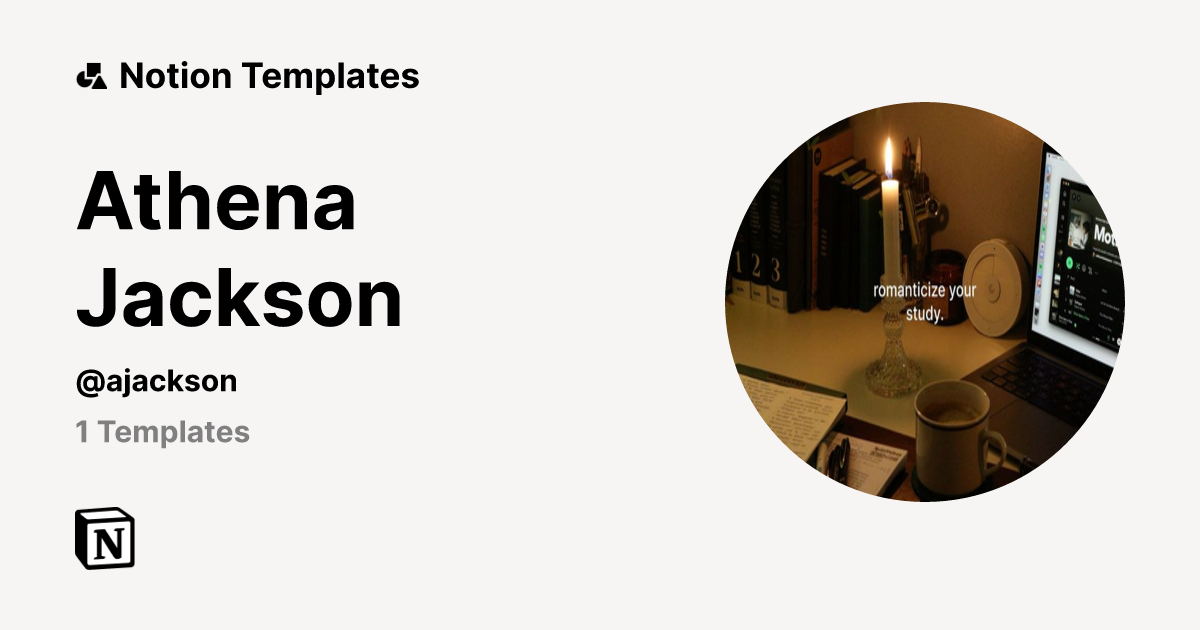 Athena Jackson | Template Creator | Notion Marketplace