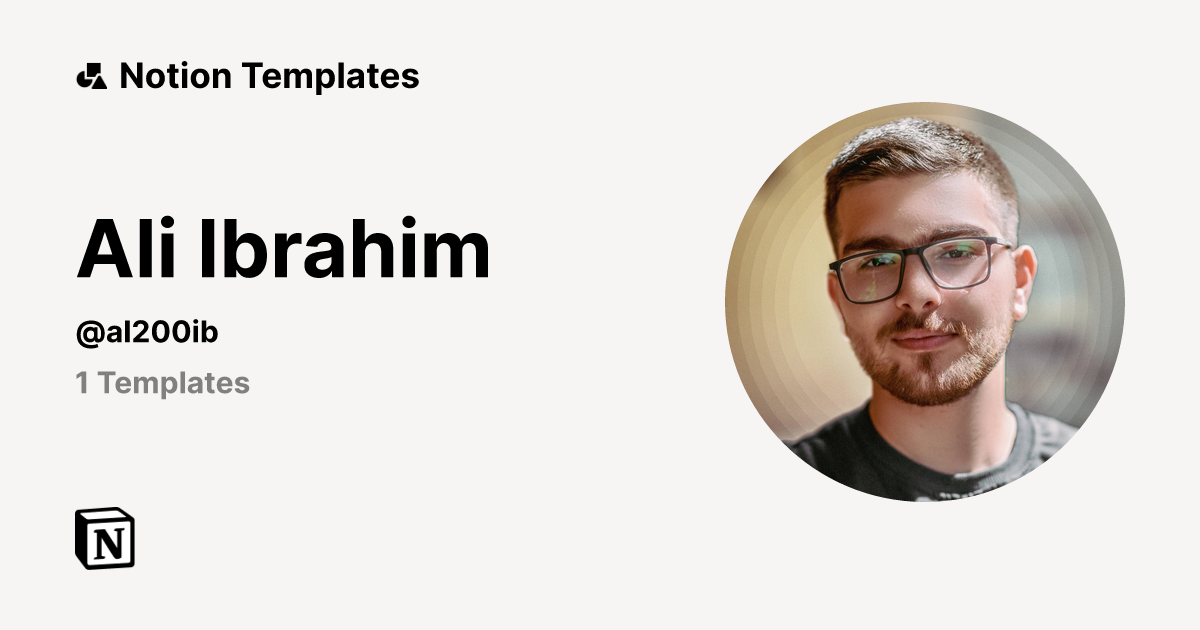 Ali Ibrahim | Template Creator | Notion Marketplace