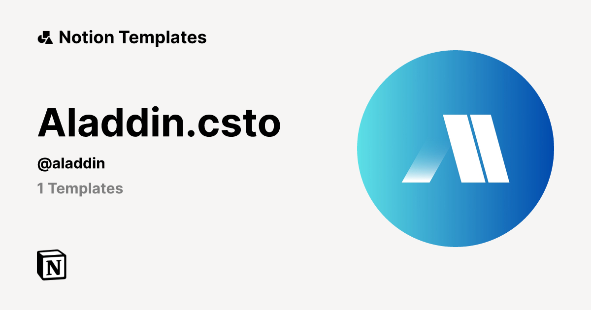Aladdin.csto | Template Creator | Notion Marketplace