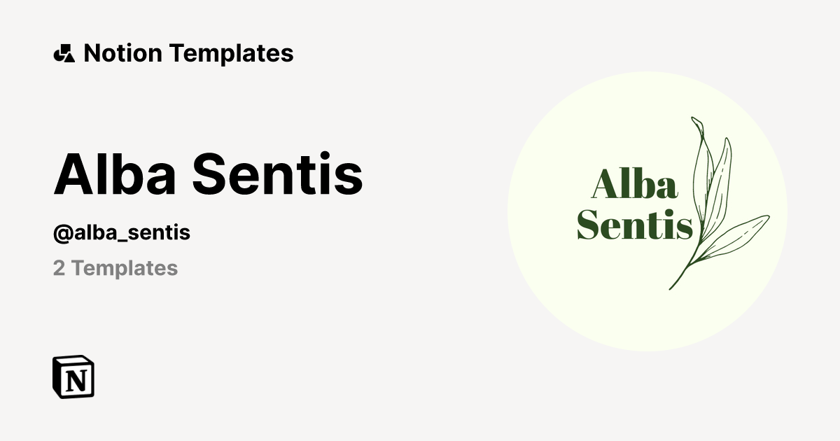 Alba Sentis | Template Creator | Notion Marketplace