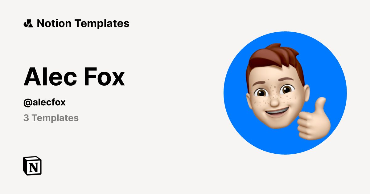 Alec Fox | Template Creator | Notion Marketplace