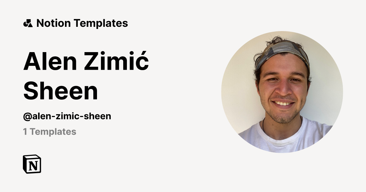 Alen Zimić Sheen | Template Creator | Notion Marketplace