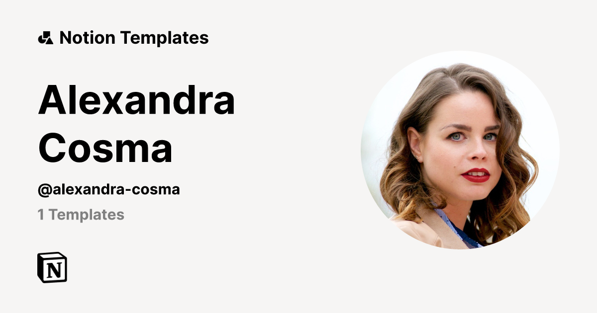 Alexandra Cosma | Template Creator | Notion Marketplace