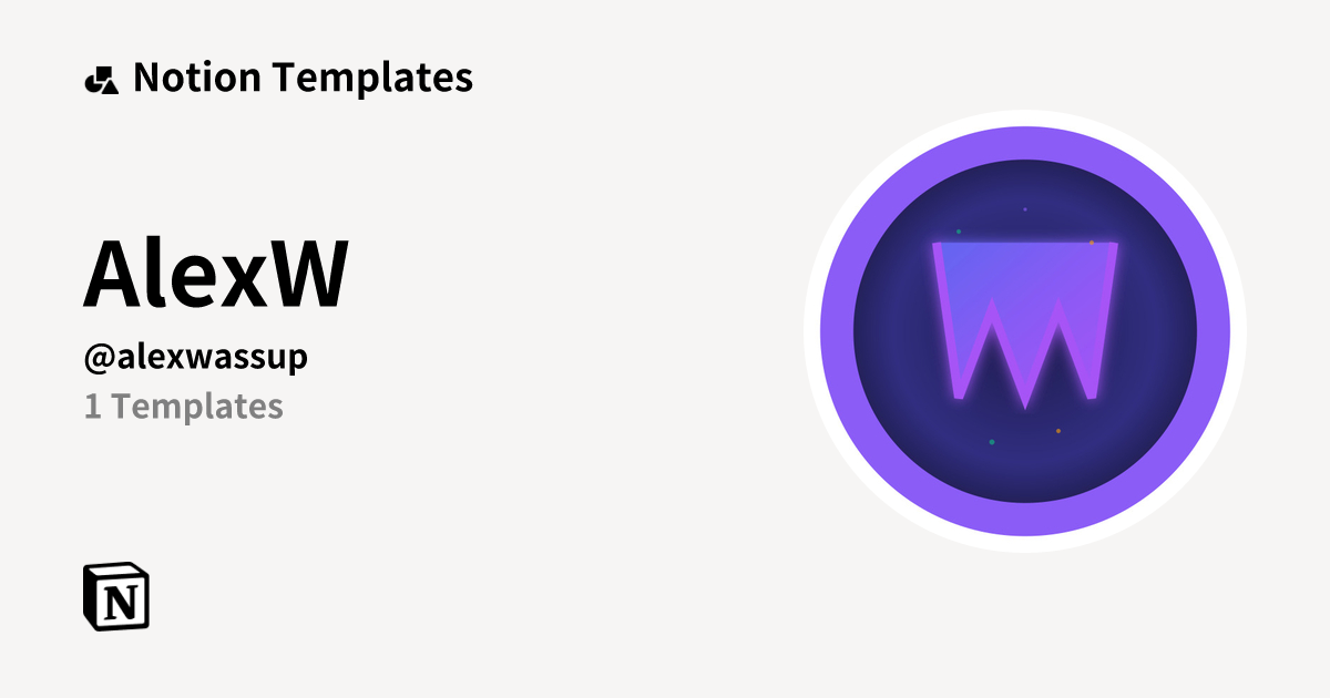 AlexW | Template Creator | Notion Marketplace