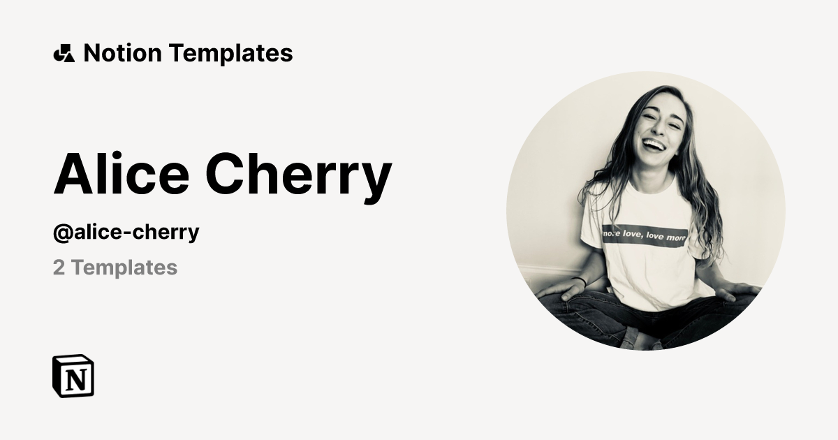 Alice Cherry | Template Creator | Notion Marketplace