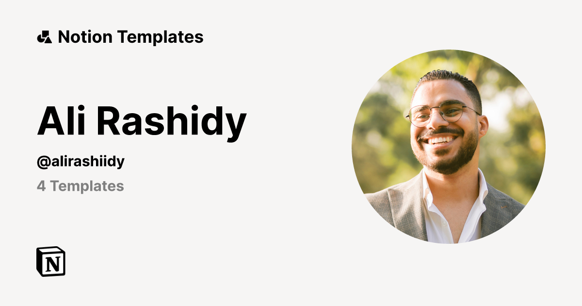 Ali Rashidy | Template Creator | Notion Marketplace
