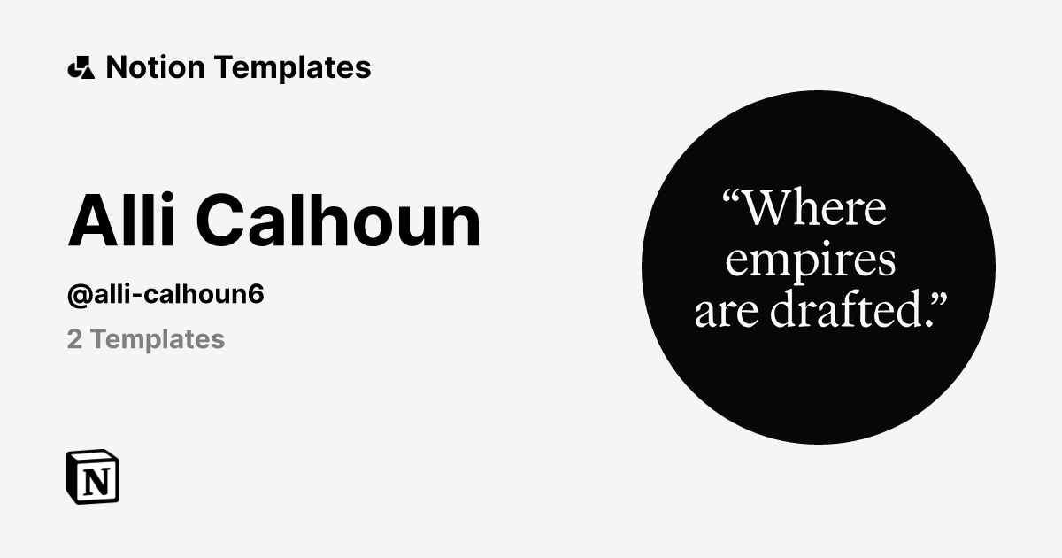 Alli Calhoun | Template Creator | Notion Marketplace
