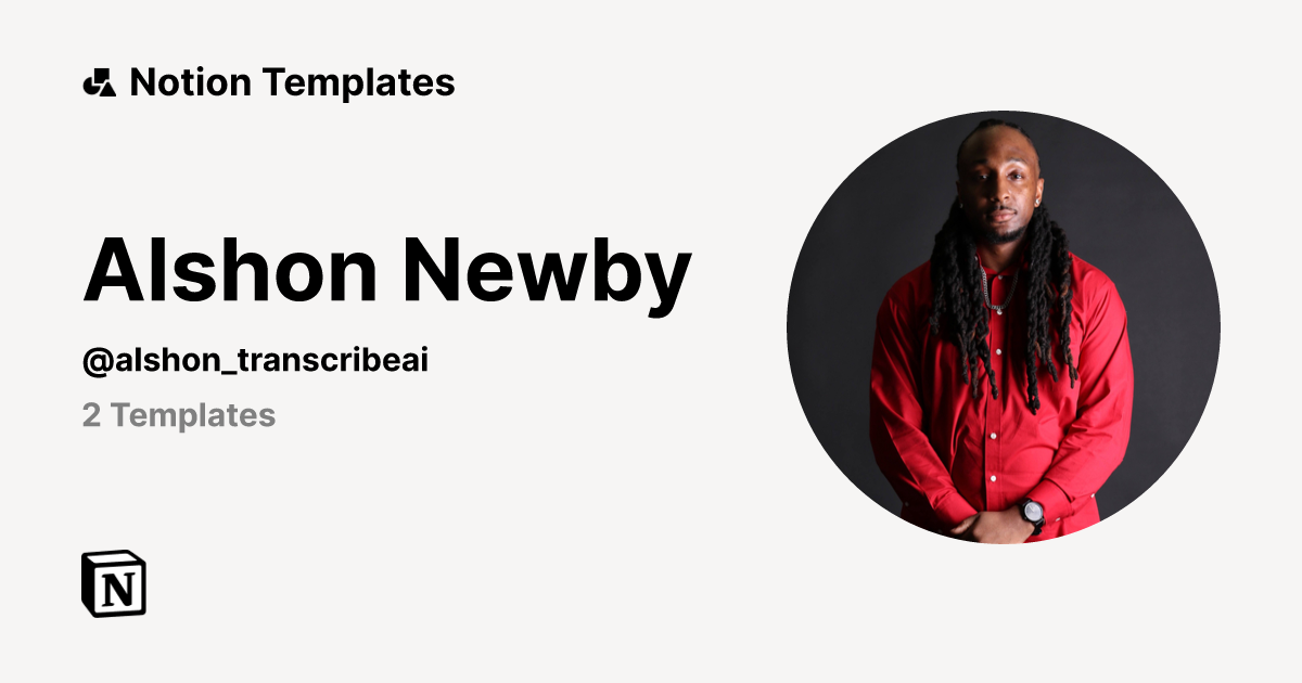 Alshon Newby | Template Creator | Notion Marketplace