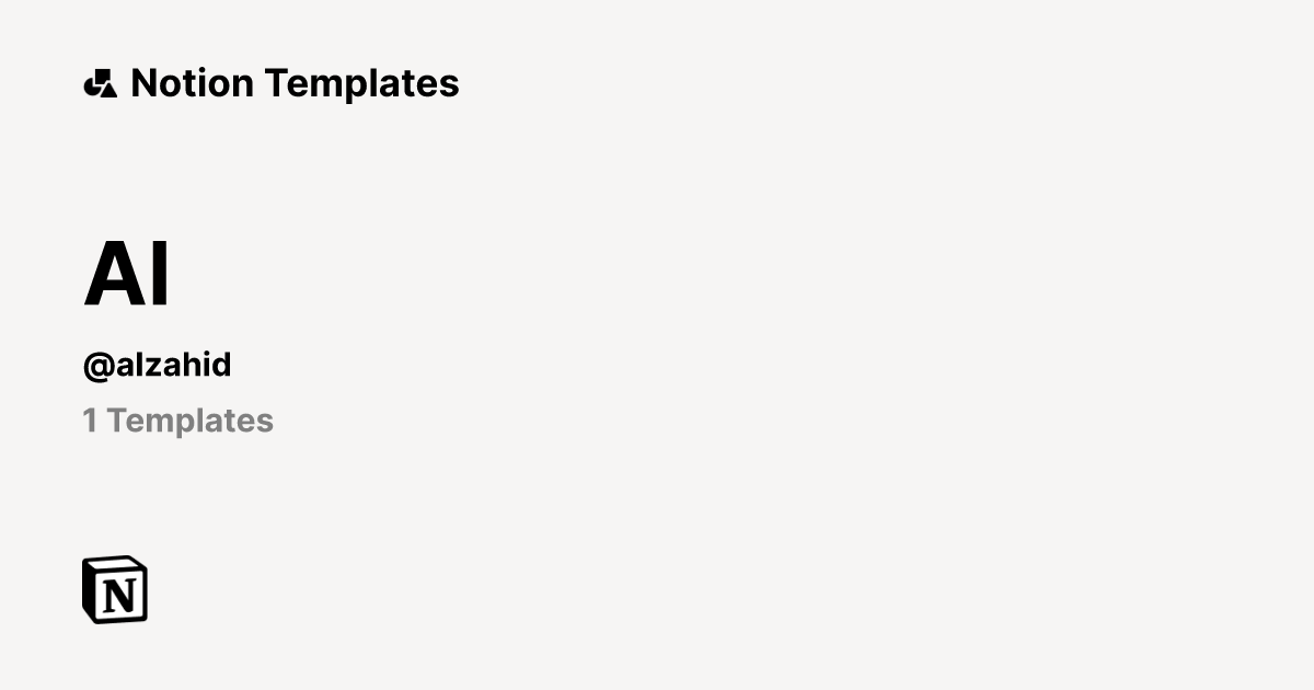 Al | Template Creator | Notion Marketplace
