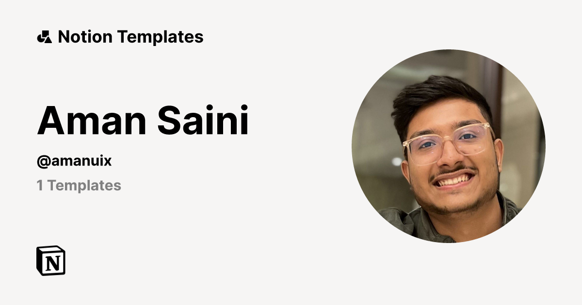 Aman Saini | Template Creator | Notion Marketplace