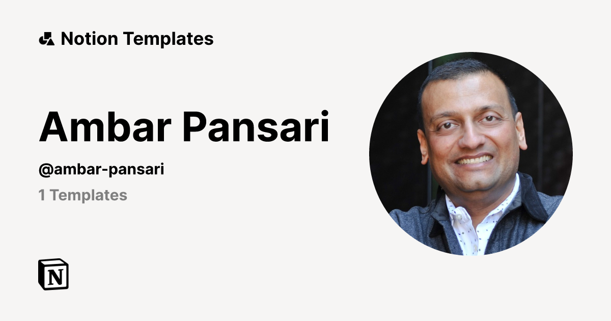 Ambar Pansari | Template Creator | Notion Marketplace