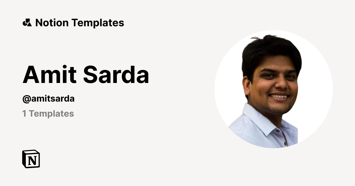 Amit Sarda | Template Creator | Notion Marketplace