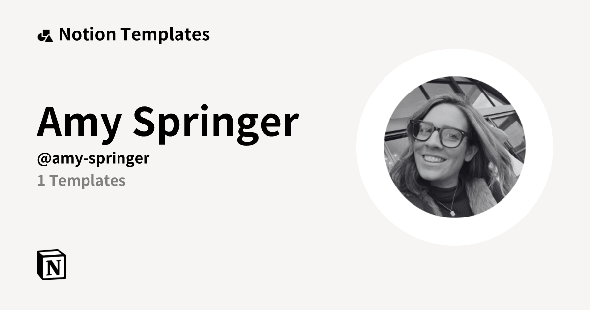 Amy Springer | Template Creator | Notion Marketplace