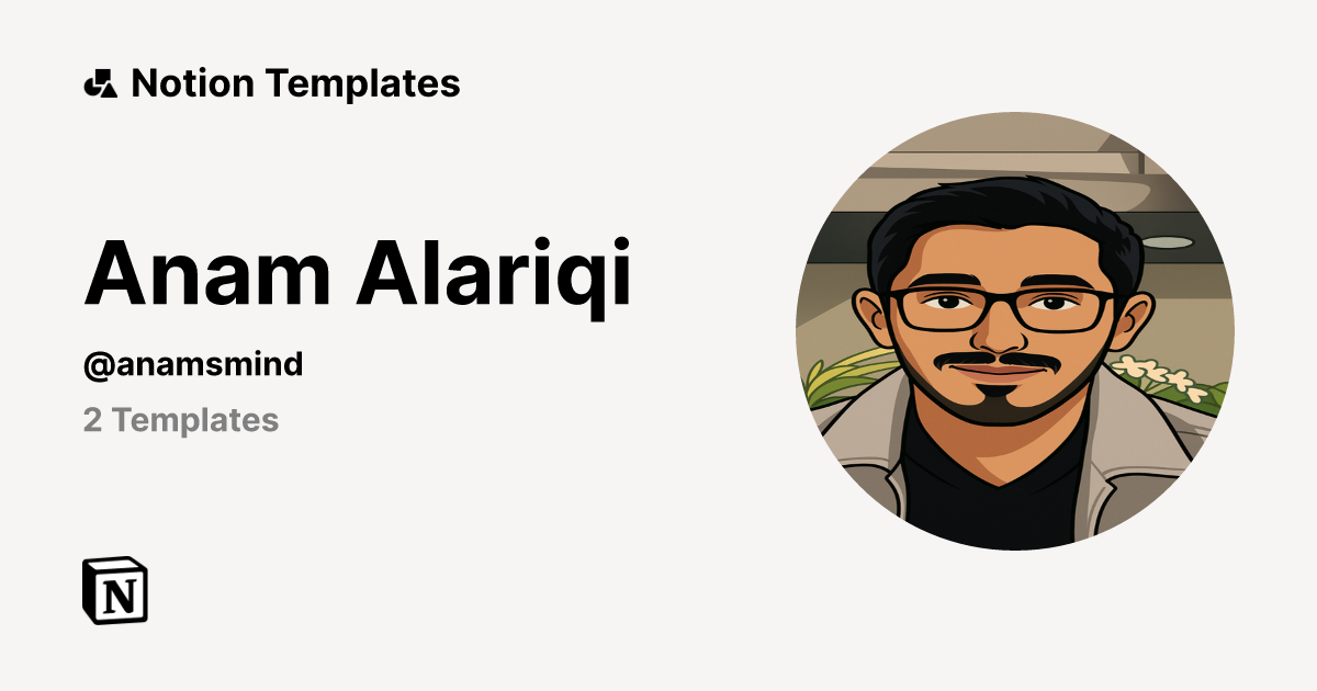 Anam Alariqi | Template Creator | Notion Marketplace