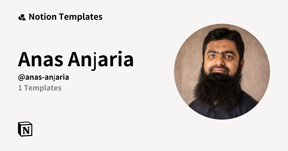 Anas Anjaria | Template Creator | Notion Marketplace