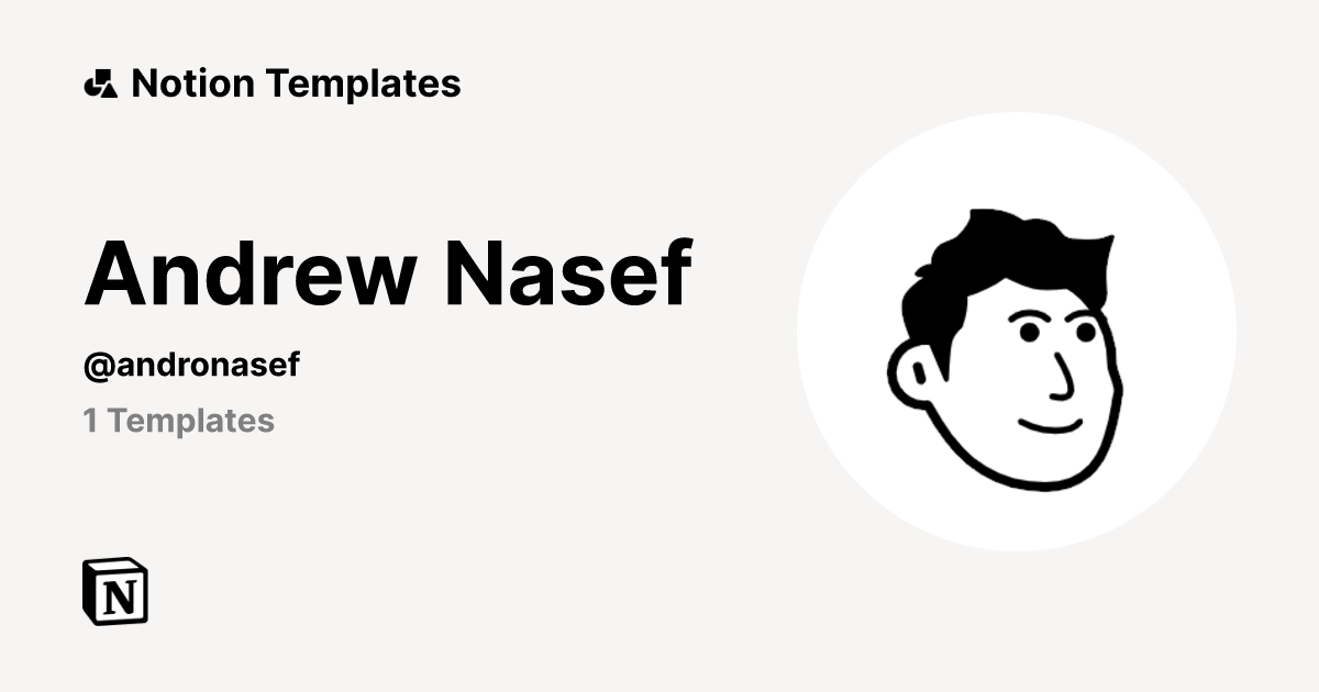 Andrew Nasef | Template Creator | Notion Marketplace