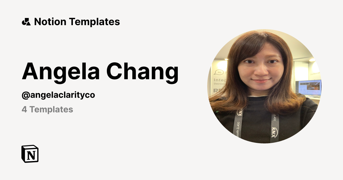 Angela Chang | Template Creator | Notion Marketplace