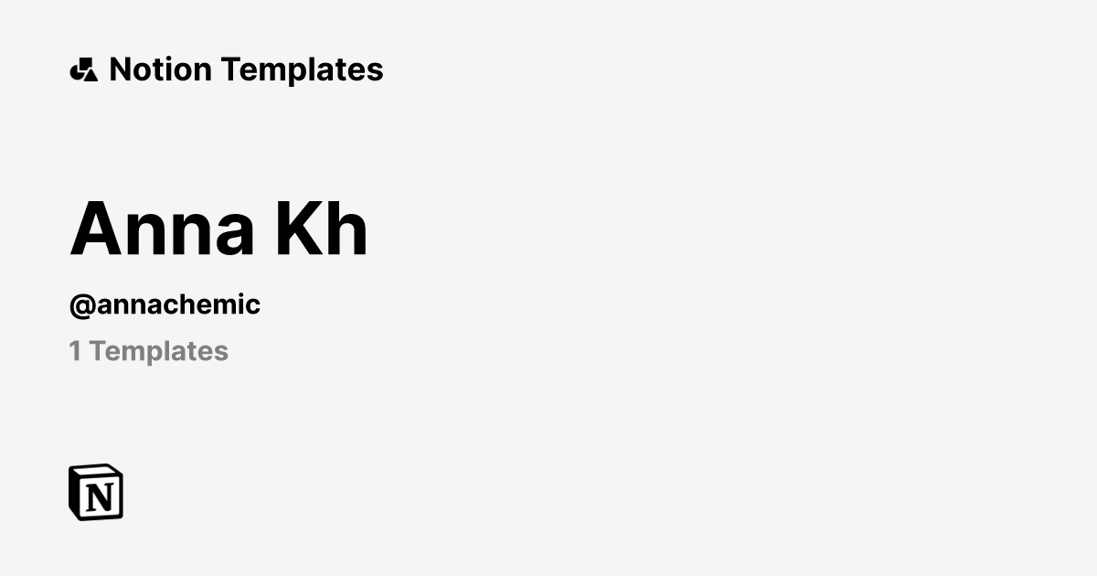 Anna Kh | Template Creator | Notion Marketplace