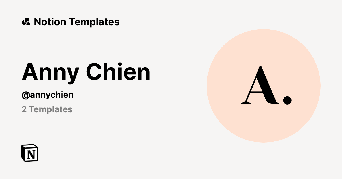 Anny Chien | Template Creator | Notion Marketplace