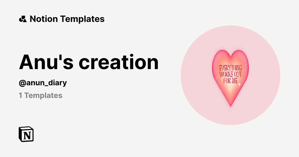 Anu's creation | Template Creator | Notion Marketplace