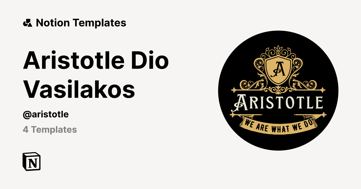 Aristotle Dio Vasilakos | Template Creator | Notion Marketplace