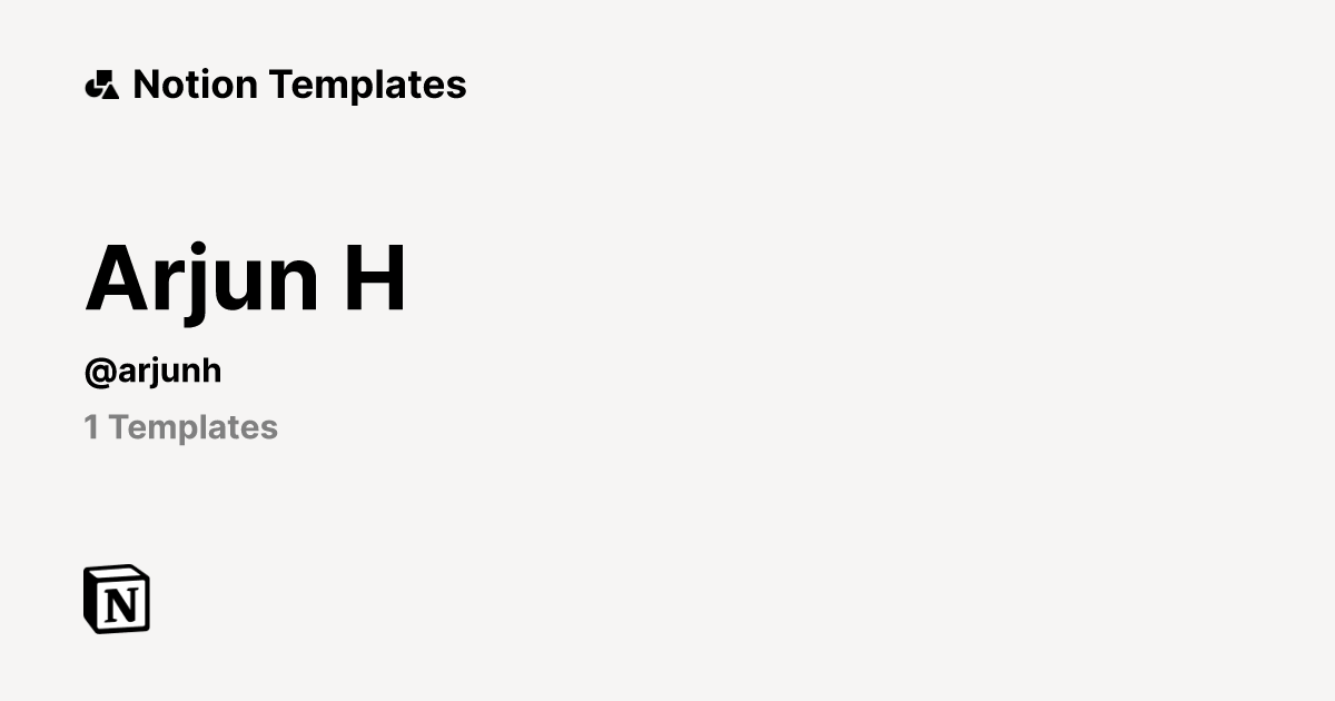 Arjun H | Template Creator | Notion Marketplace
