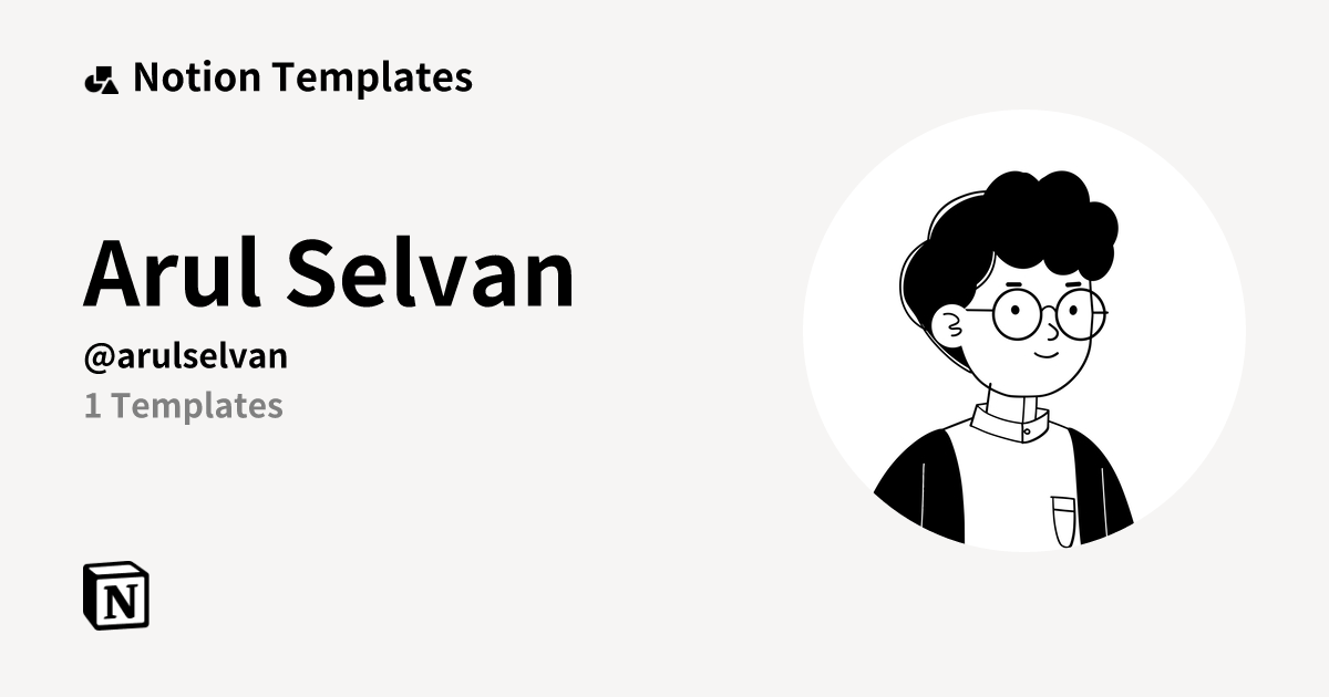 Arul Selvan | Template Creator | Notion Marketplace
