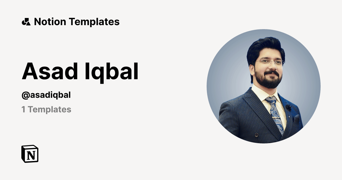 Asad Iqbal | Template Creator | Notion Marketplace