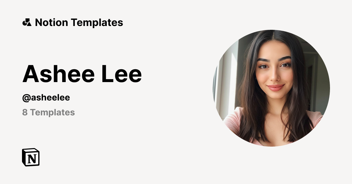 Ashee Lee | Template Creator | Notion Marketplace