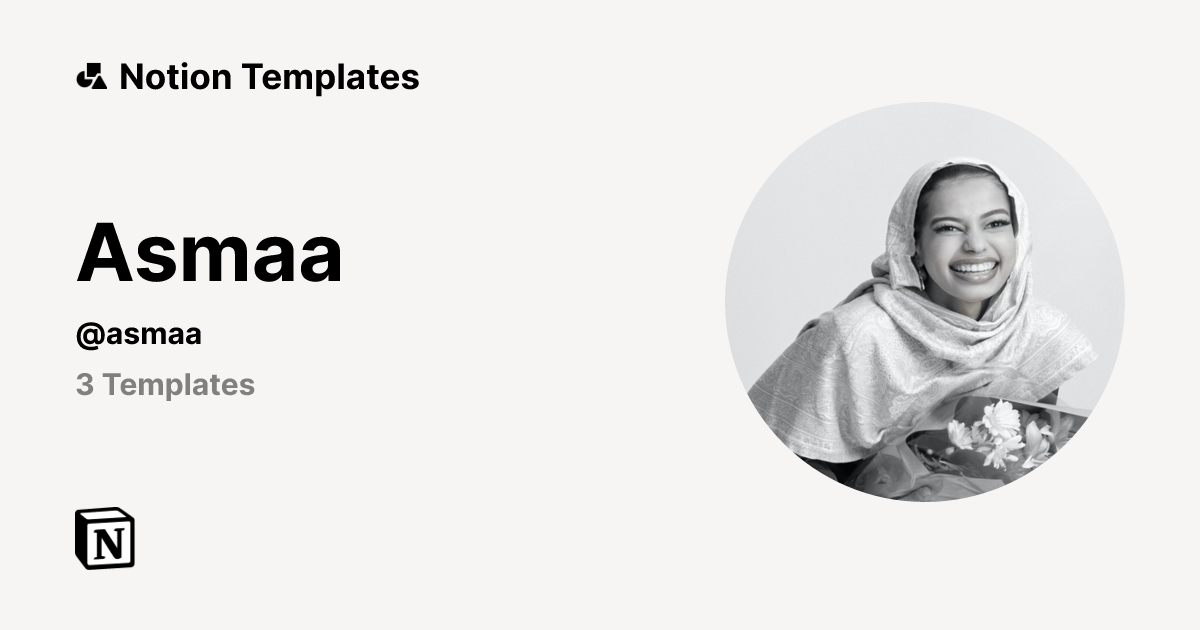 Asmaa | Template Creator | Notion Marketplace