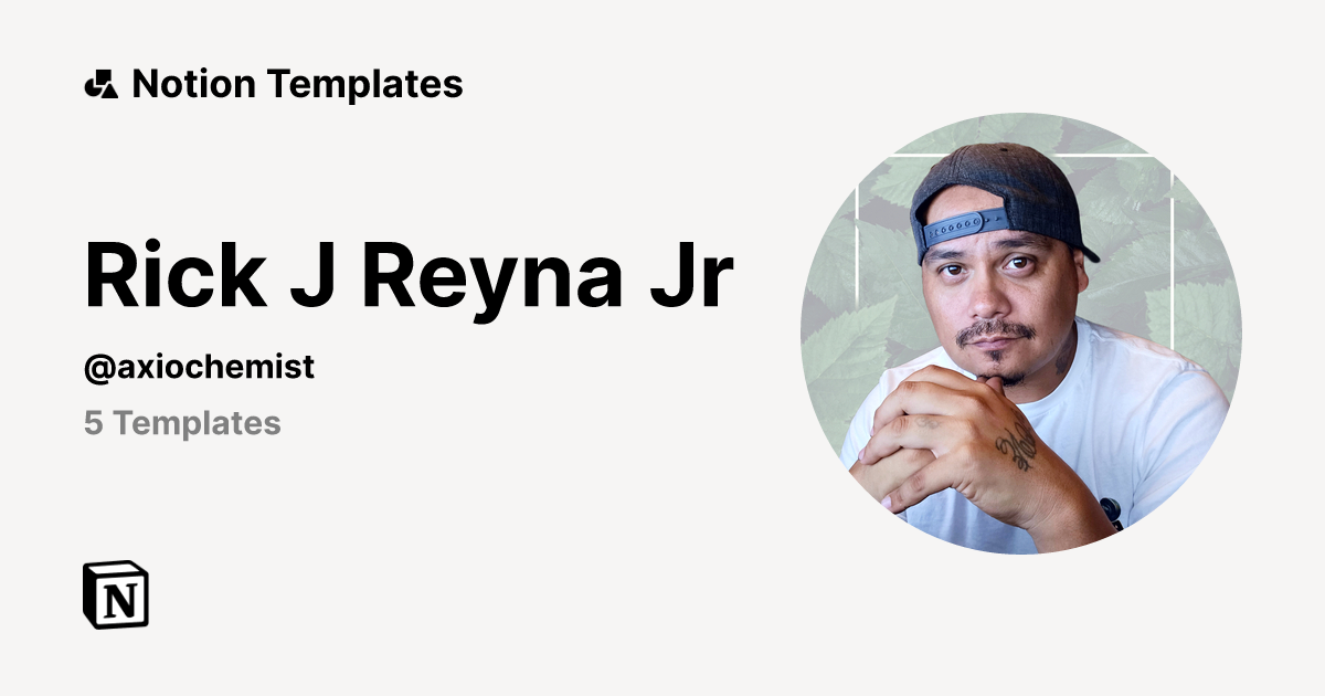 Rick J Reyna Jr | Template Creator | Notion Marketplace