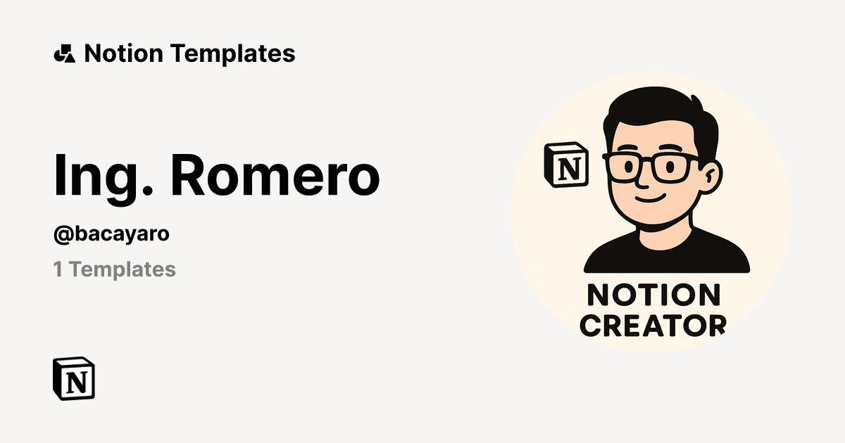 Ing. Romero | Template Creator | Notion Marketplace
