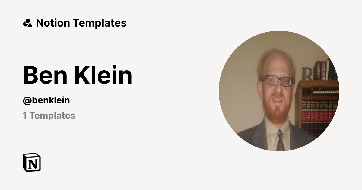 Ben Klein | Template Creator | Notion Marketplace