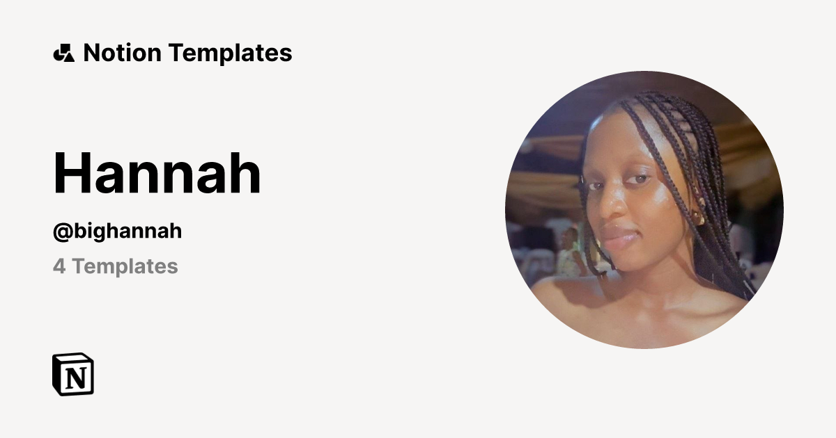 Hannah | Template Creator | Notion Marketplace